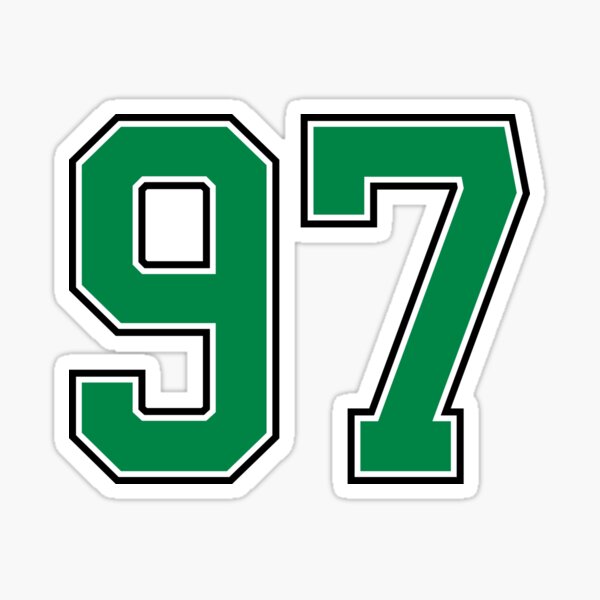 "97 number, green lucky sports ninety seven" Sticker by ArtIsParty ...