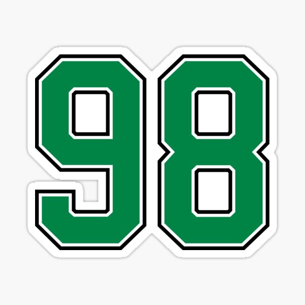 "98 number, green lucky sports ninety eight" Sticker by ArtIsParty ...