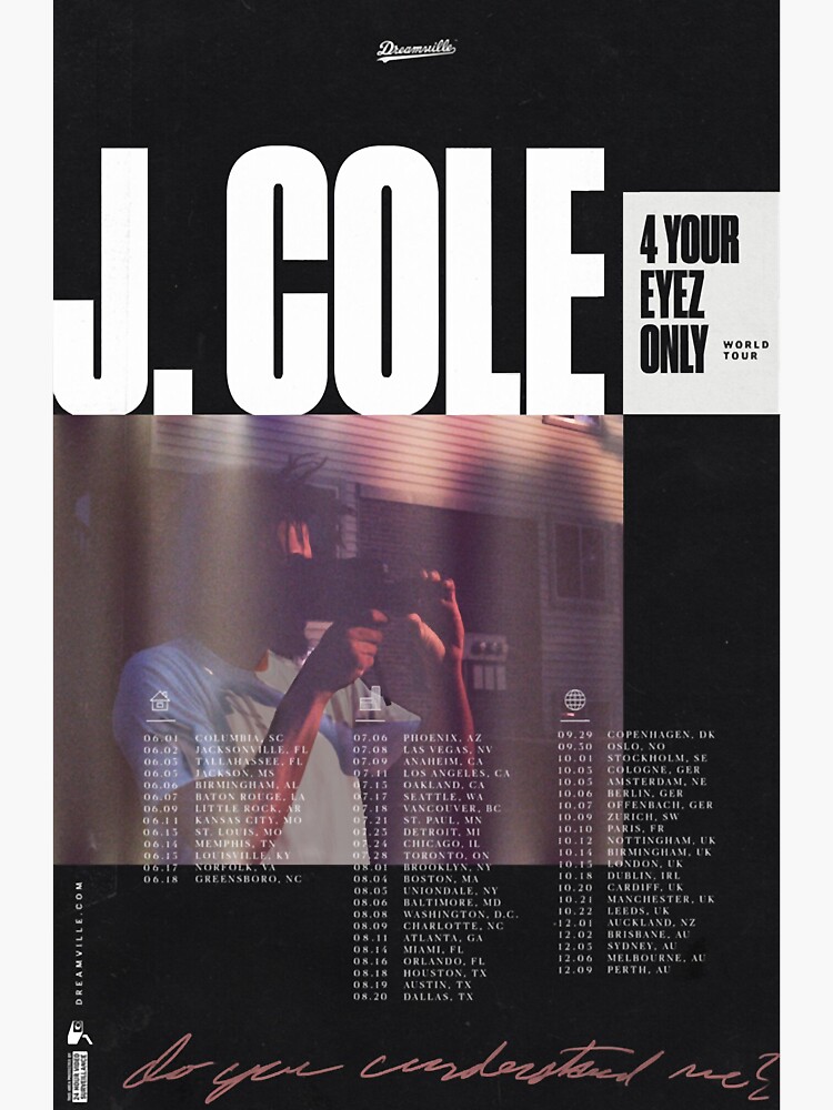 " j. cole tour poster For Fans" Sticker by RoSchumm | Redbubble