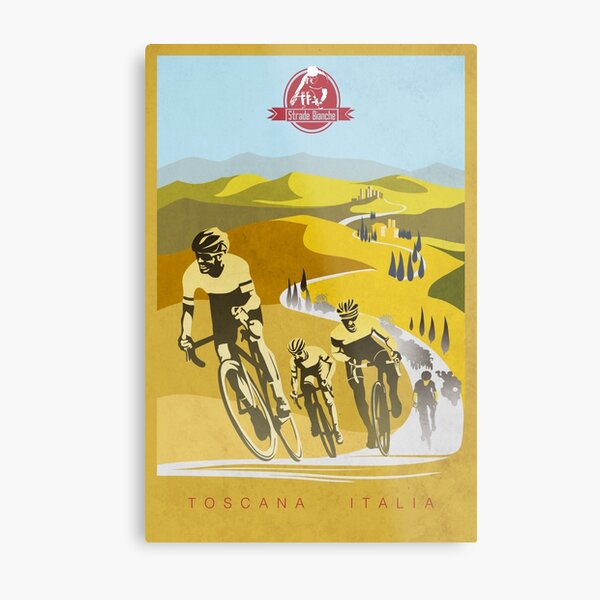 "Strade Bianche Retro Cycling Art" Metal Print for Sale by ...