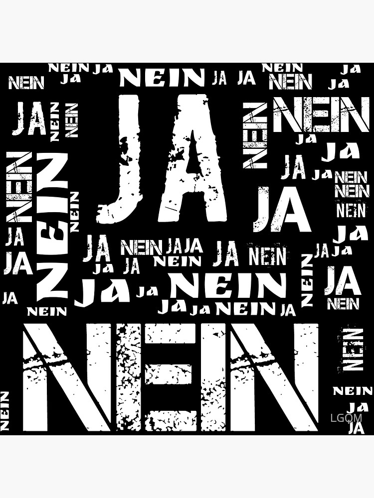 "Ja Nein - white on black (inspired by Rammstein)" Sticker for Sale by ...