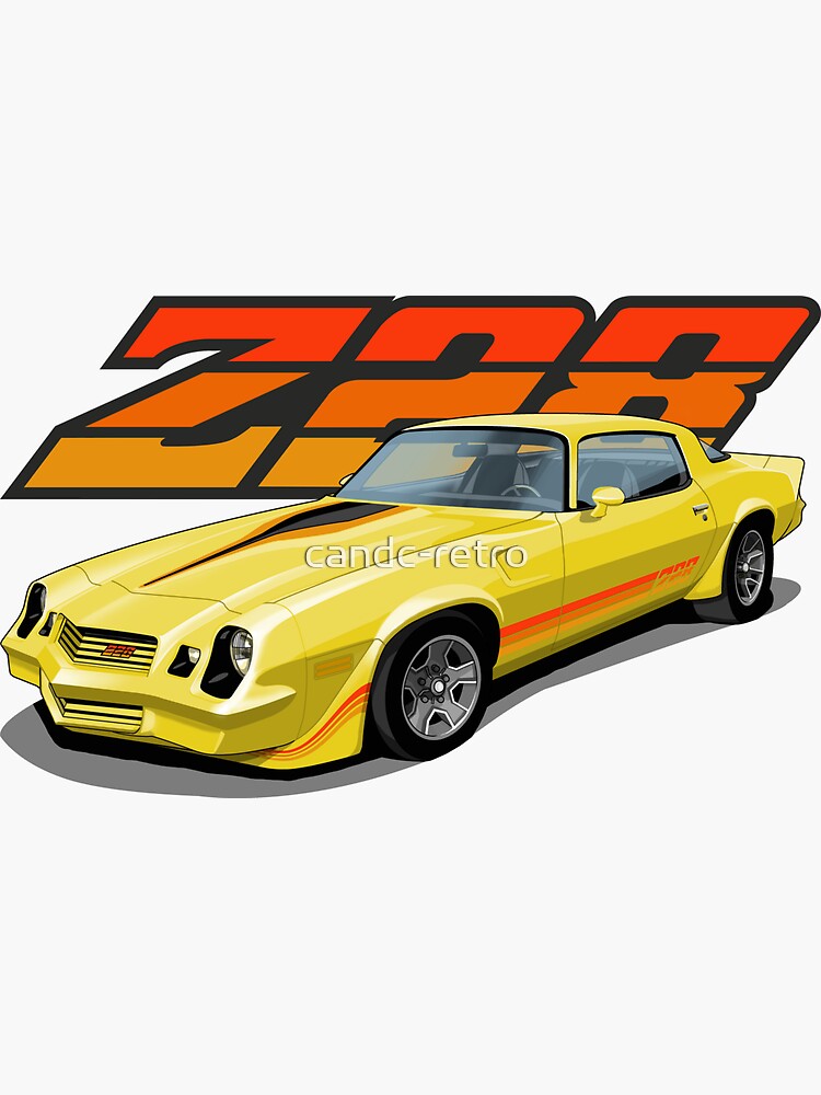 "1981 Chevrolet Camaro Z28 in yellow" Sticker for Sale by candc-retro ...