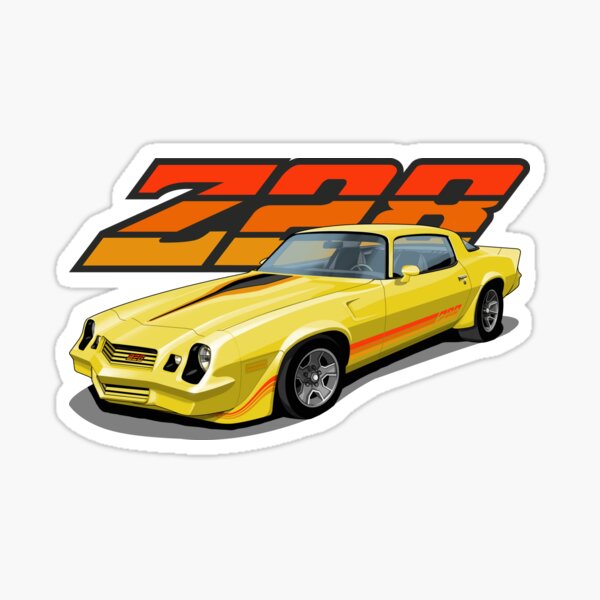 "1981 Chevrolet Camaro Z28 in yellow" Sticker for Sale by candc-retro ...