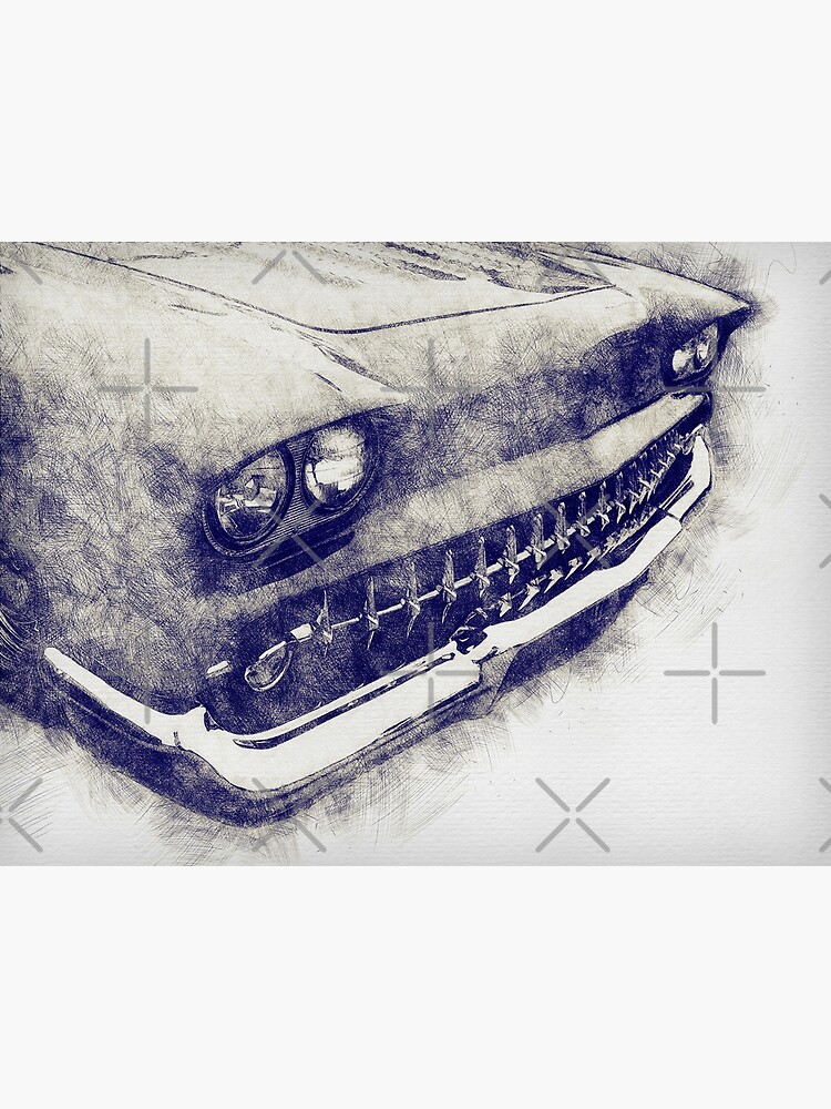 "Classic Car Art Sketch Drawing, Custom Car Front End, Ink Sketch ...