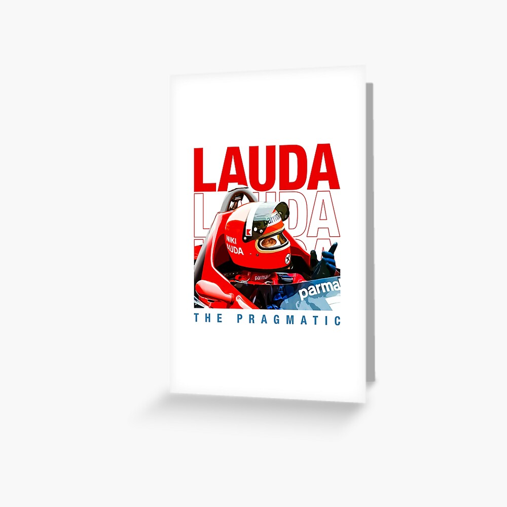 "Niki Lauda F1 legend helmet and racing car" Greeting Card by ...