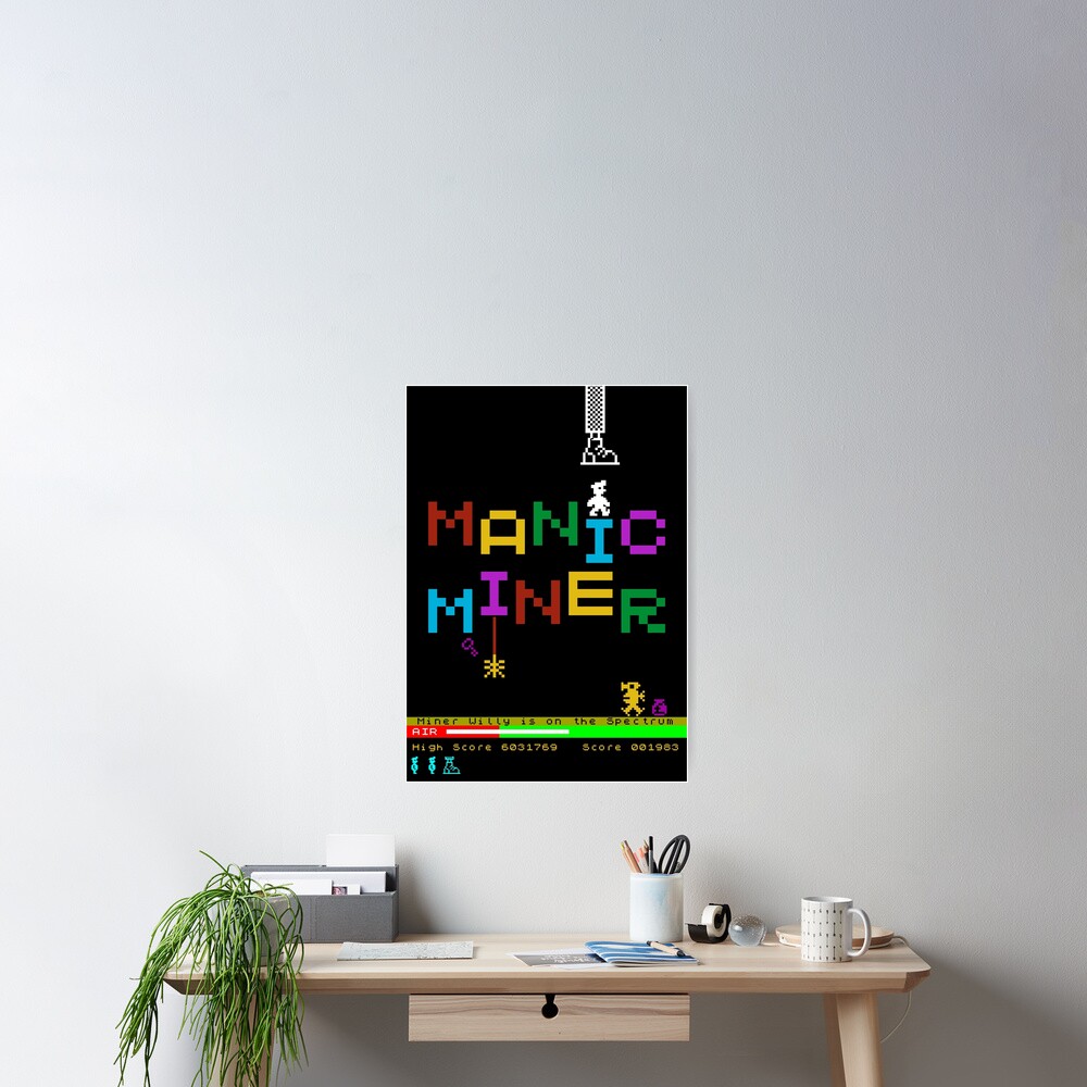 Póster «Logotipo de Manic Miner - Miner Willy está en el espectro | Sinclair ZX Spectrum - Juego ...