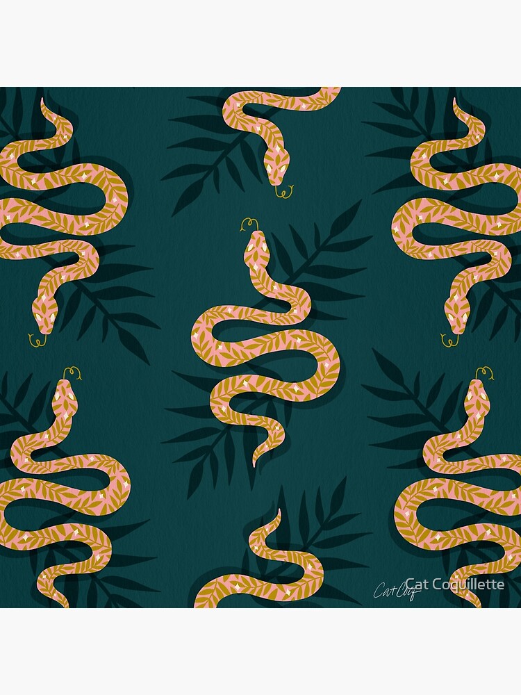 "Tropical Serpent – Teal & Blush" Poster for Sale by catcoq | Redbubble