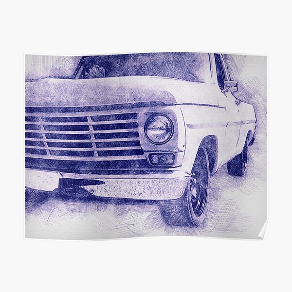 Poster « Camion Ford F100 Bumpside, croquis F100, Ford Bumpside, Ford ...