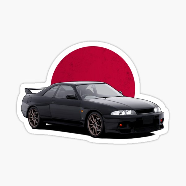 "Black R33 with Japanese rising sun" Sticker by ApexFibers | Redbubble