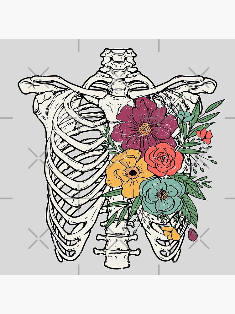 "Rib Cage Floral Skeleton Retro" Poster for Sale by TlabDesign | Redbubble