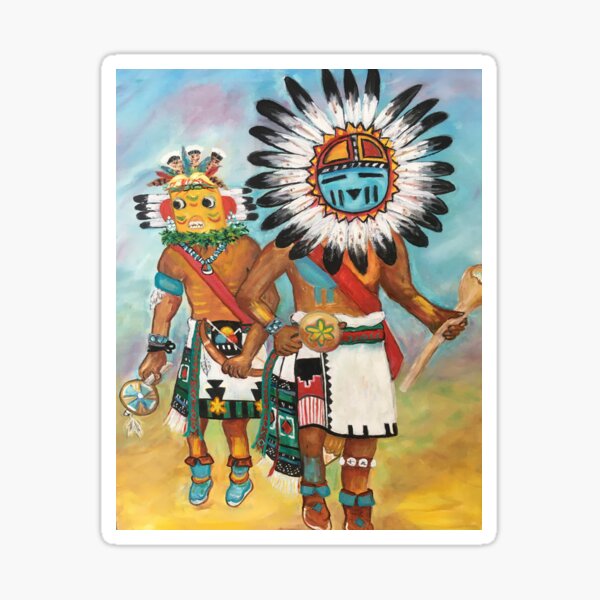 "Hopi Sun and Moon Kachinas" Sticker by tommielee44 | Redbubble