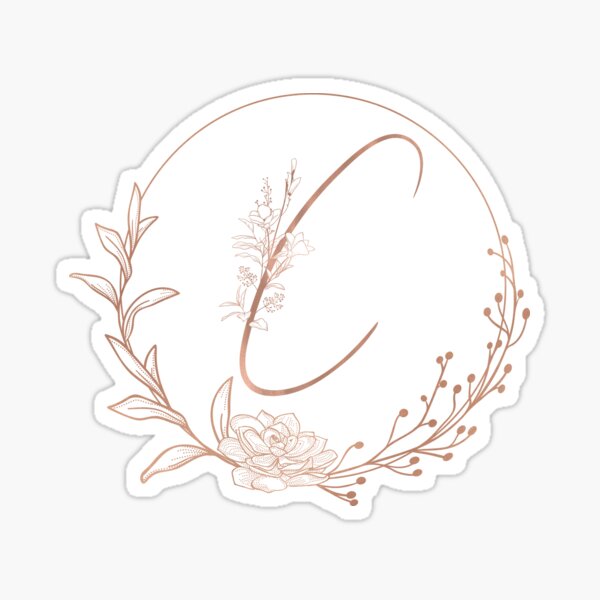 "Rose Gold Floral Monogram C" Sticker by ModernStyleBoho | Redbubble