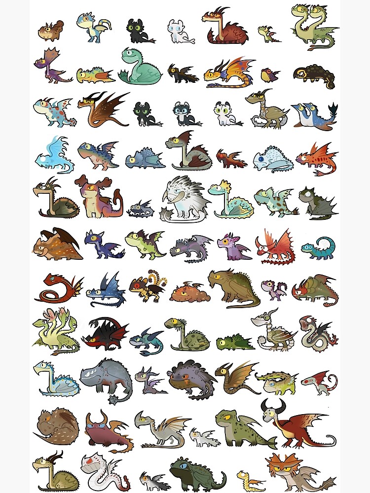 "Chibis of all httyd dragons" Poster by Cryptids-dealer | Redbubble