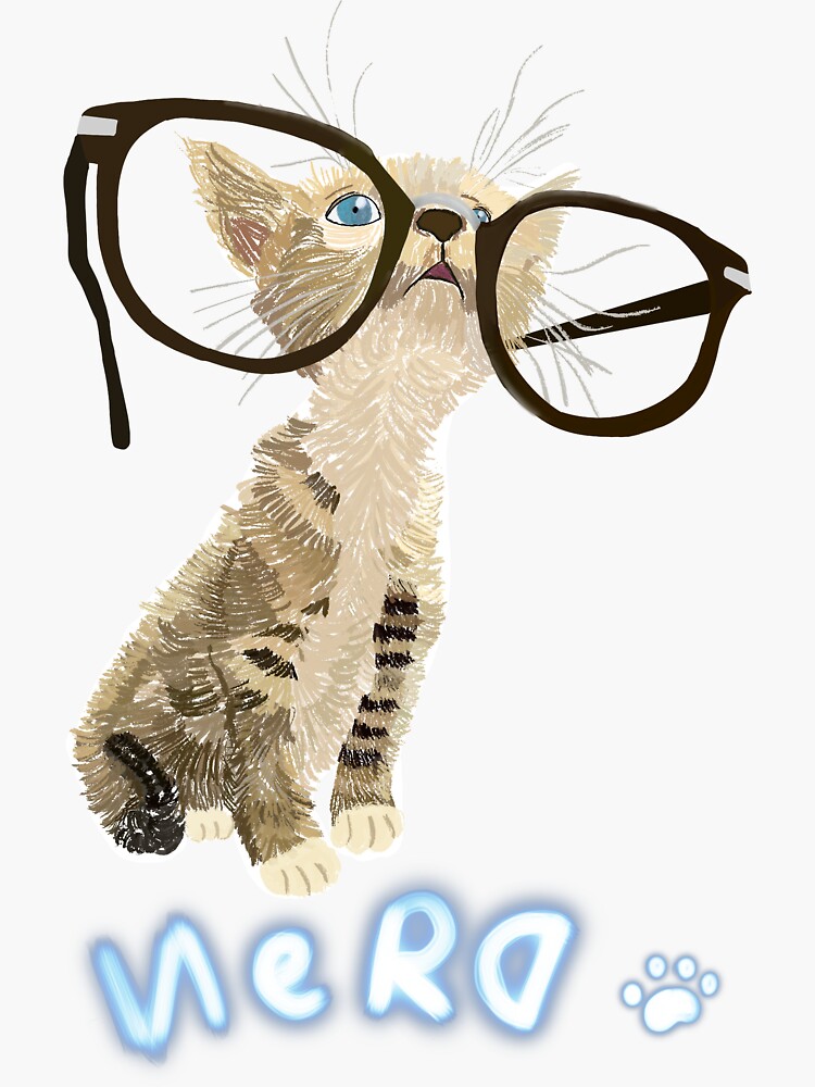 "Nerd Cat" Sticker by SDdoesart | Redbubble
