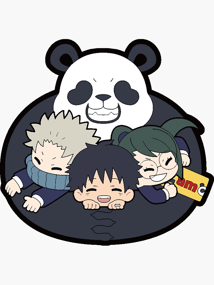 Sticker « Chibi yuta okkotsu panda inumaki toge Maki Zenin jujutsu ...