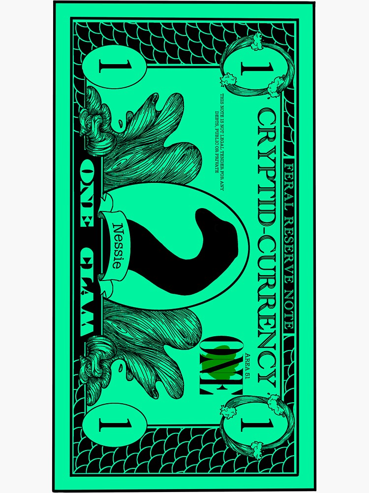 "Cryptid-Currency - Nessie - Vertical" Sticker by UselessMallow | Redbubble