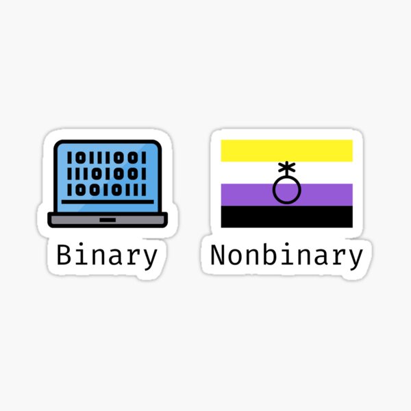 "Binary and Nonbinary" Sticker by PronounsClothes | Redbubble