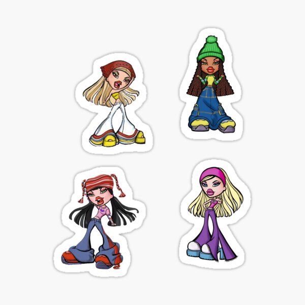 "Bratz Core 4 - Sasha, Jade, Cloe, Yasmin" Sticker by Mugaloo | Redbubble