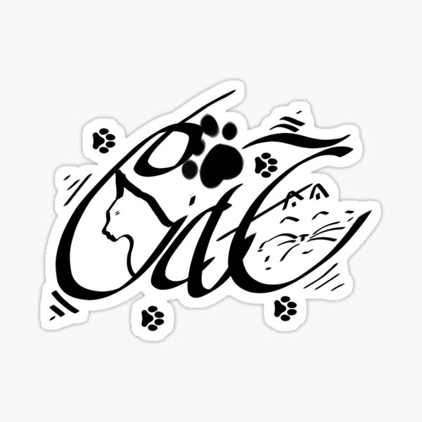 "Cat calligraphy " Sticker for Sale by Magi-Nation | Redbubble