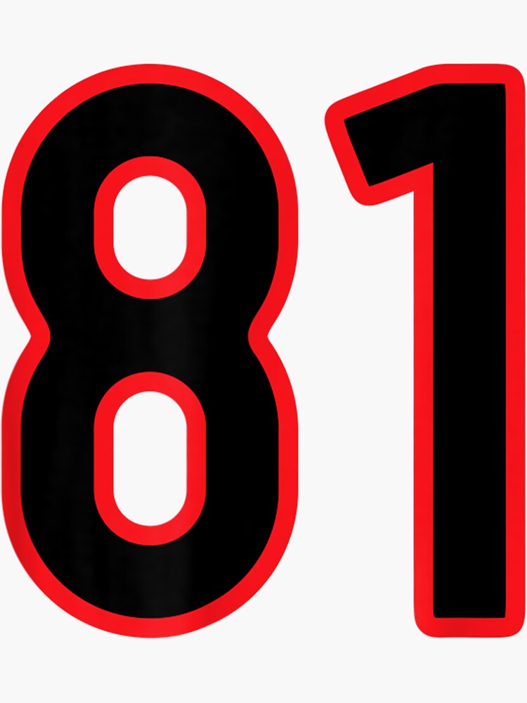 "Number 81 Sports Jersey Red Black Favorite Lucky Number " Sticker by ...