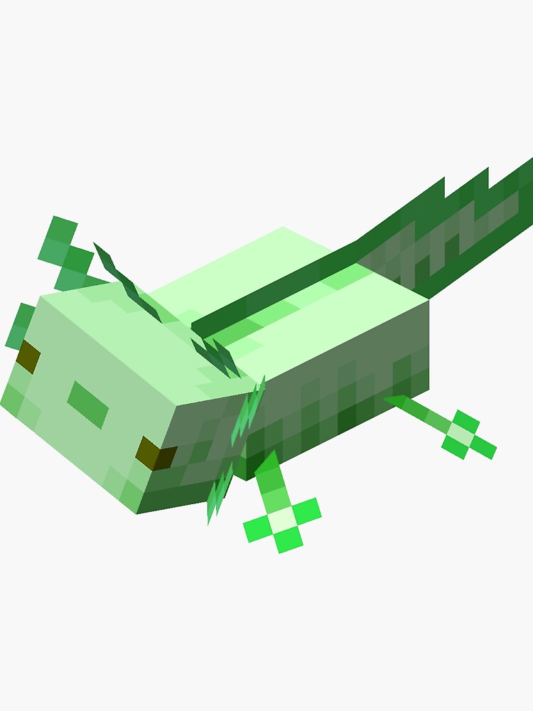 "Green Minecraft Axolotl Stickers Sticker Axolotls 3D Pixel" Sticker by ...