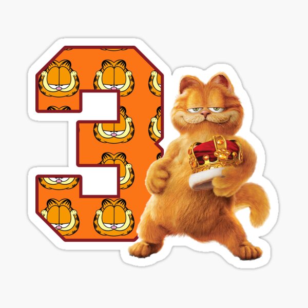"Boy and Girl Garfield Number 3 Birthday" Sticker by LeeLeeMusicArt ...