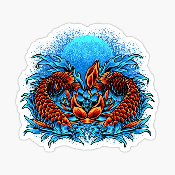 "Arowana fish in lutos flower" Sticker by reybuns | Redbubble