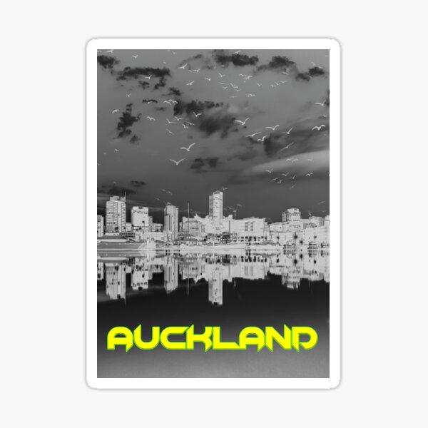"Auckland skyline black and white" Sticker by Mauswohn | Redbubble