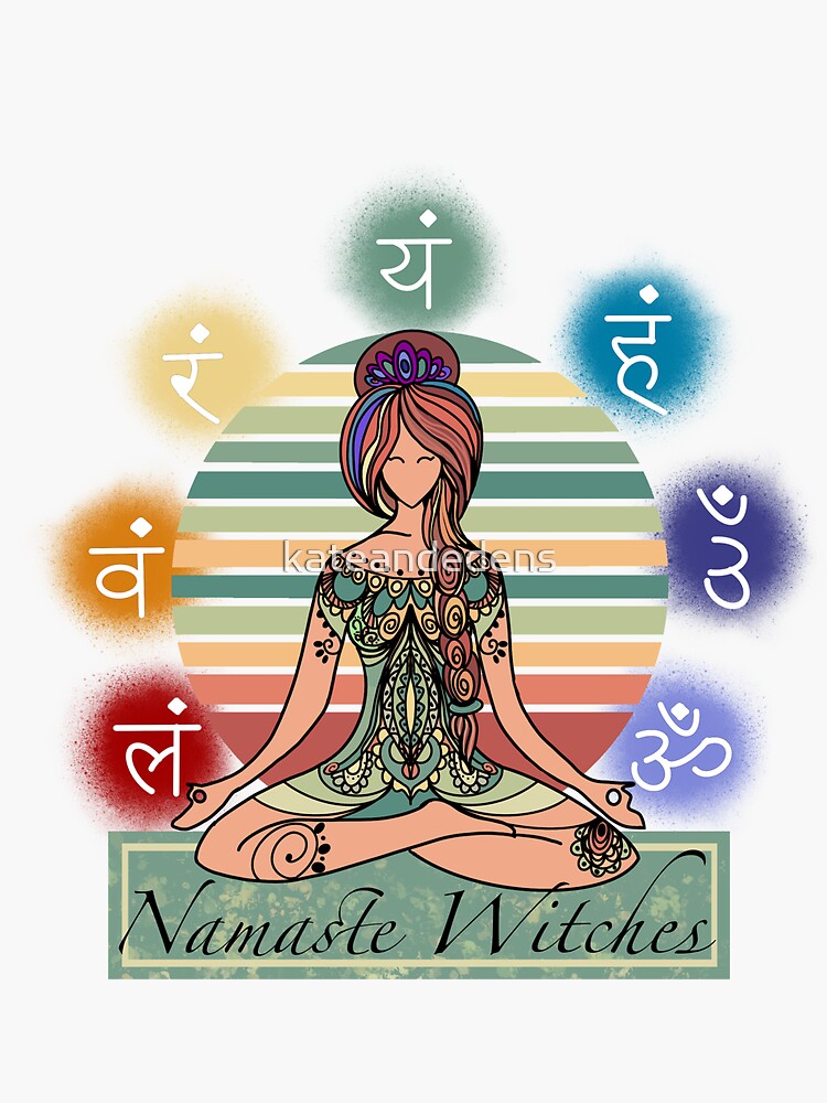 "Namaste Witches illustration" Sticker by kateandedens | Redbubble