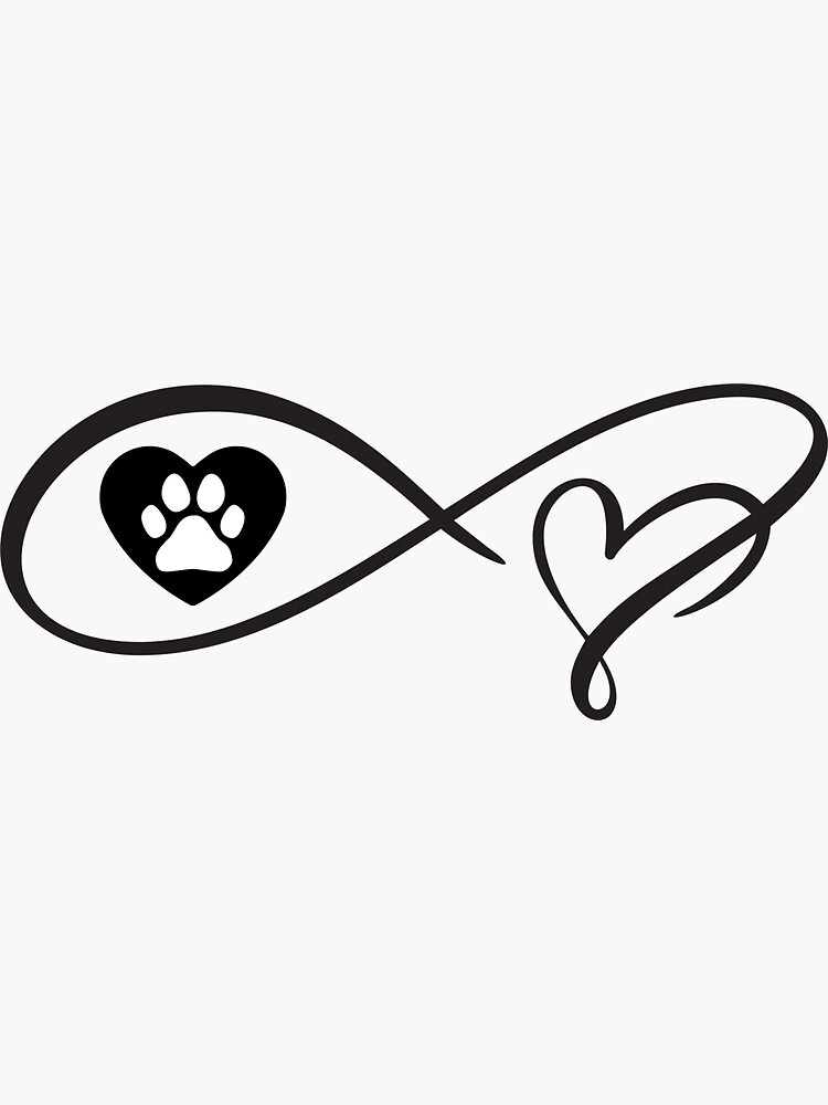 "A paw heart infinity design. A dog infinity heart." Sticker by ...