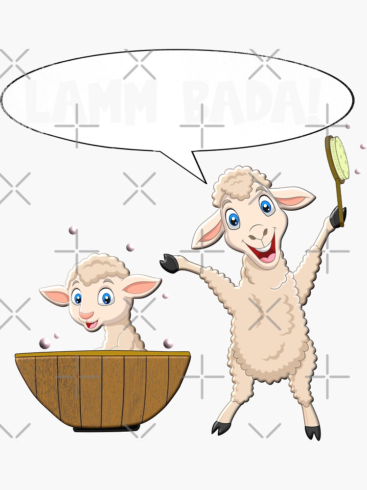 "Bathing lamb comic for Easter" Sticker by sbachstroem | Redbubble