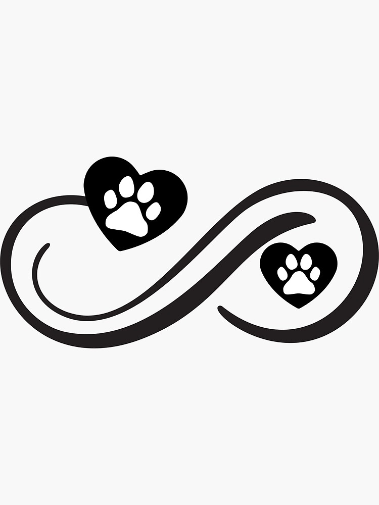 "A paw heart infinity design. A dog heart infinity design." Sticker for ...