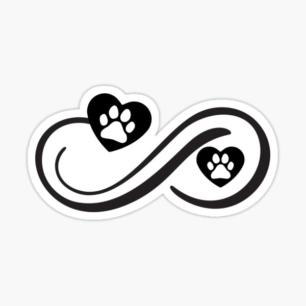 "A paw heart infinity design. A dog heart infinity design." Sticker for ...