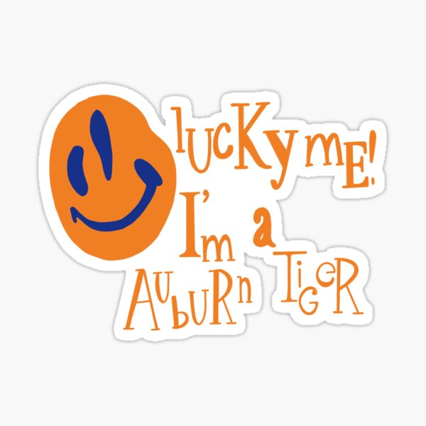 "Lucky Me Orange & Blue" Sticker by ShanusAdele | Redbubble