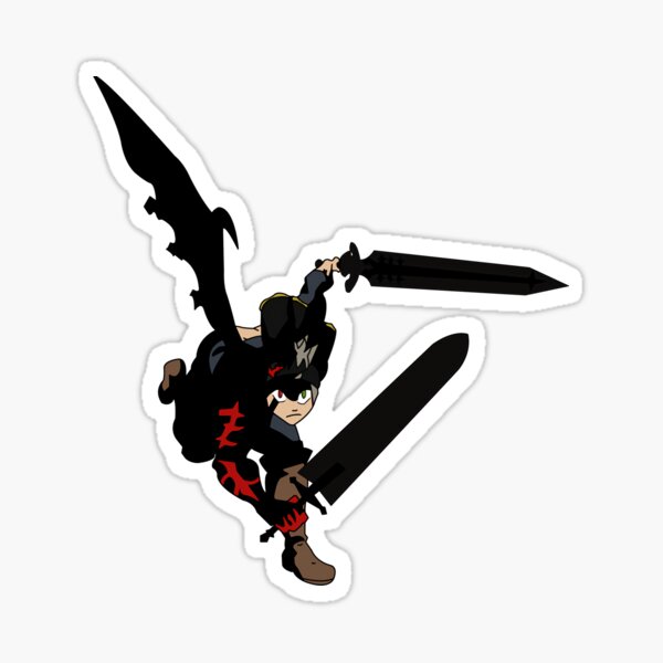 "Black Clover Asta Dual Wielder Black Sword #b69" Sticker by LulaEvans ...