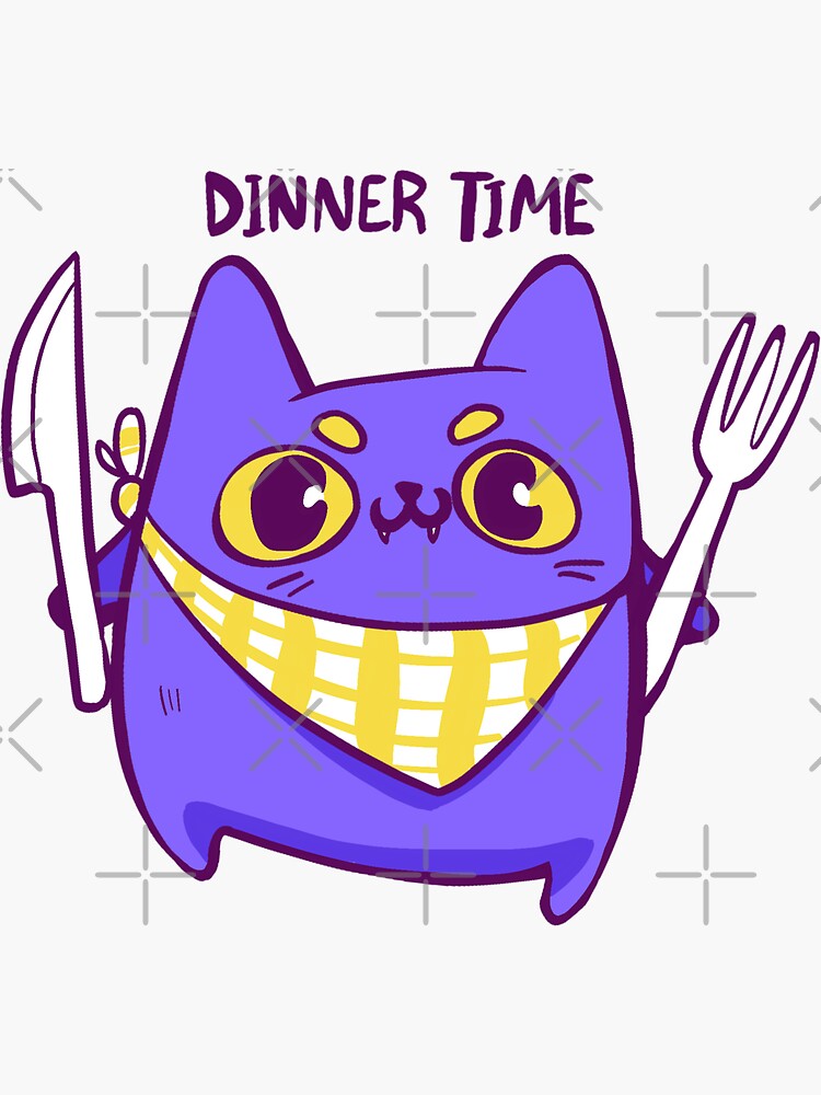 "Hungry Cat" Sticker by Estelle-Thorne | Redbubble