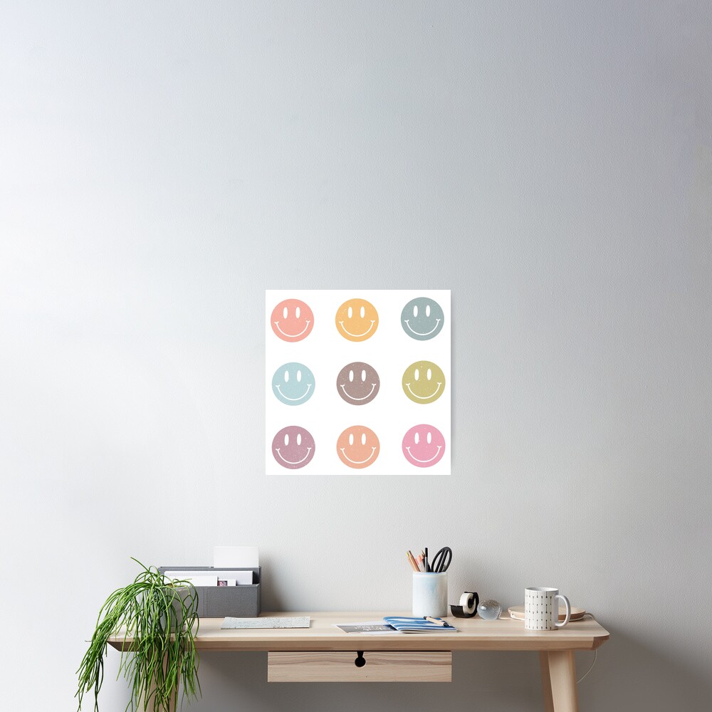 "Pastel Groovy Smiley Faces Set - Smiley Face Pack" Poster for Sale by ...