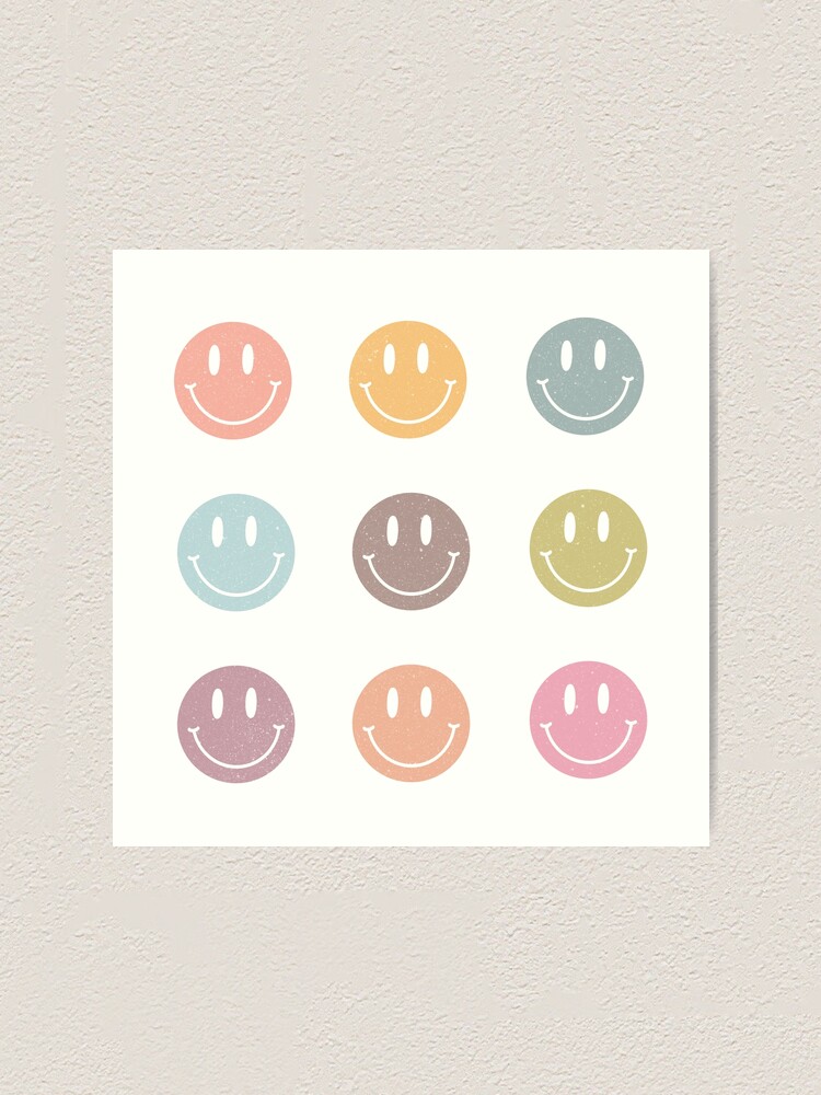 "Pastel Groovy Smiley Faces Set - Smiley Face Pack" Art Print for Sale ...