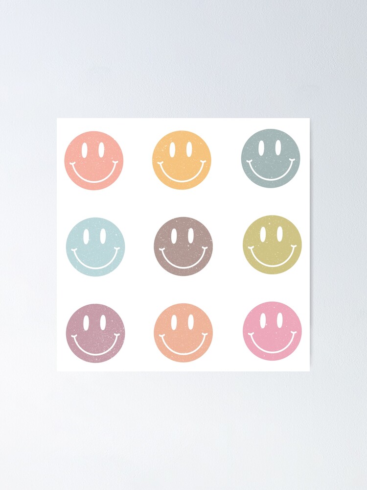 "Pastel Groovy Smiley Faces Set - Smiley Face Pack" Poster for Sale by ...