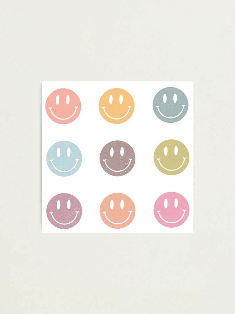 "Pastel Groovy Smiley Faces Set - Smiley Face Pack" Photographic Print ...