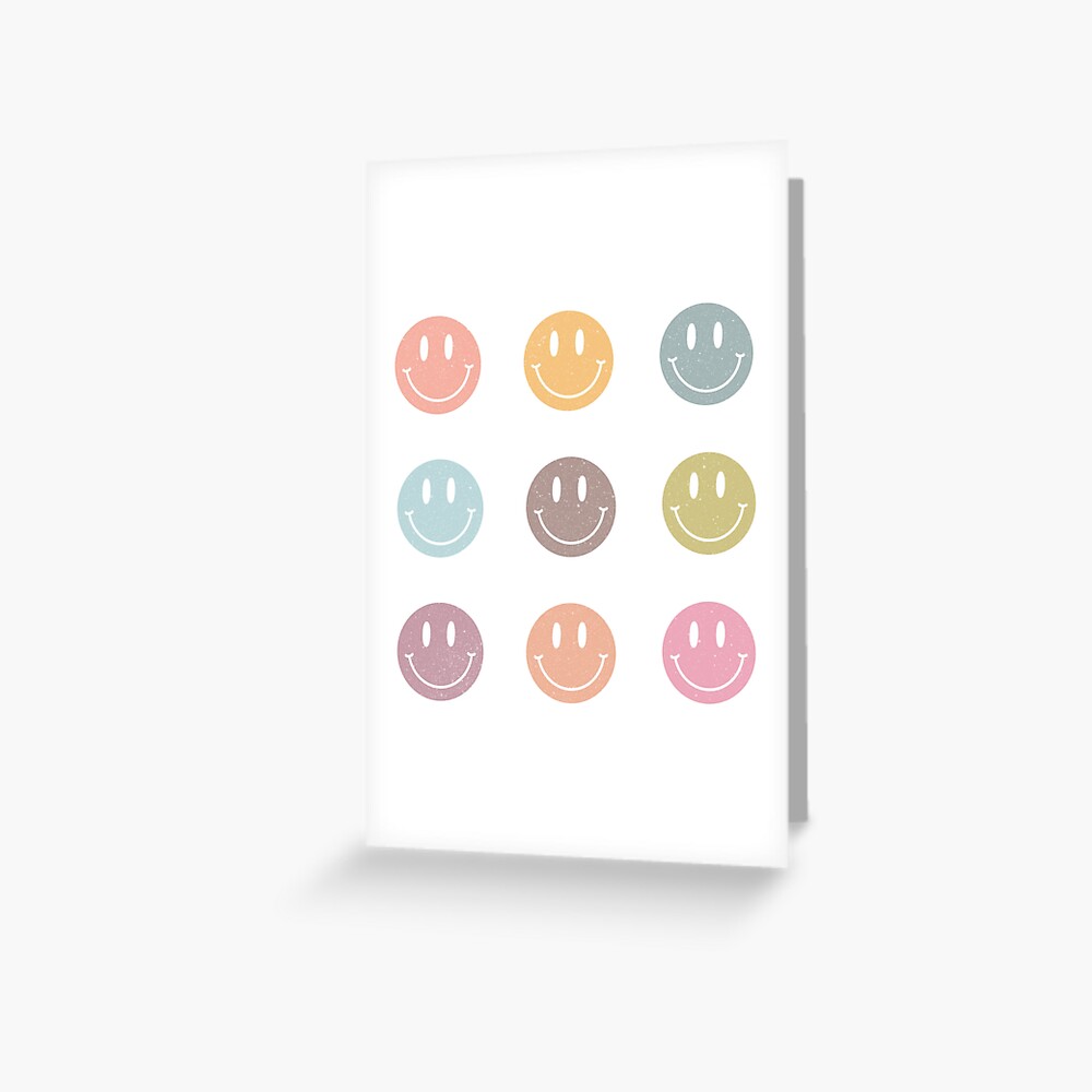 "Pastel Groovy Smiley Faces Set - Smiley Face Pack" Greeting Card by ...