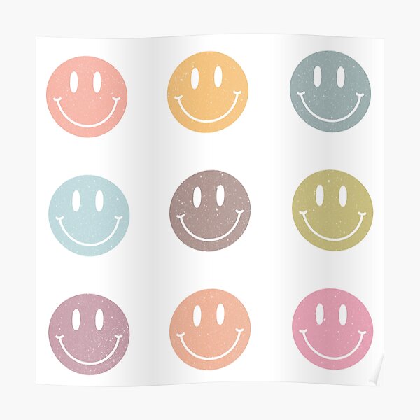 "Pastel Groovy Smiley Faces Set - Smiley Face Pack" Poster for Sale by ...