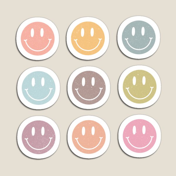"Pastel Groovy Smiley Faces Set - Smiley Face Pack" Magnet for Sale by ...