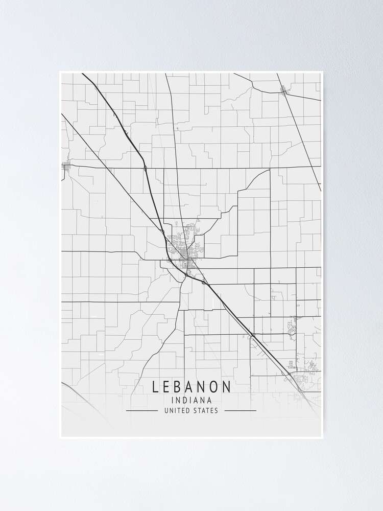 "Lebanon - Indiana - US Gray City Map" Poster for Sale by ctmapprint ...