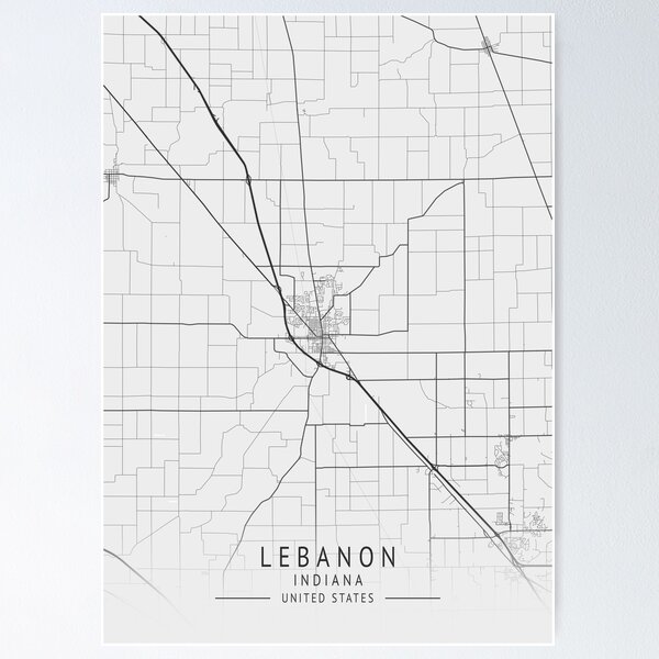 "Lebanon - Indiana - US Gray City Map" Poster for Sale by ctmapprint ...