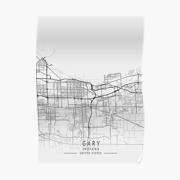 "Gary - Indiana - US Gray City Map" Poster for Sale by ctmapprint ...