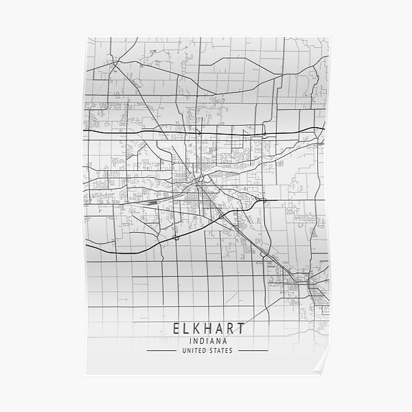 "Elkhart - Indiana - US Gray City Map" Poster for Sale by ctmapprint ...