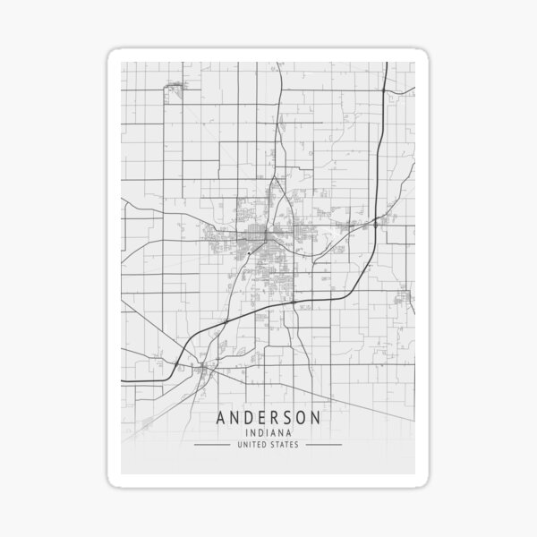 "Anderson - Indiana - US Gray City Map" Sticker by ctmapprint | Redbubble