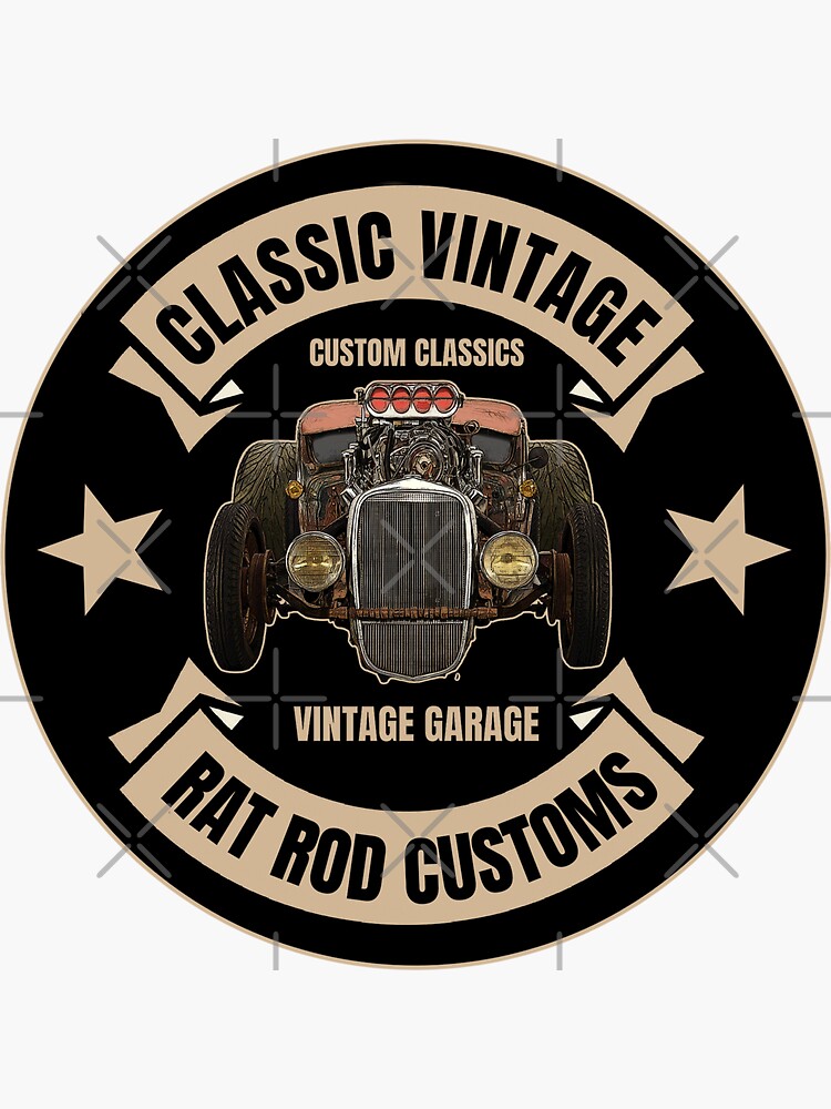 "Classic Vintage - Rat Rod Customs" Sticker by WilcoxPhotoArt | Redbubble