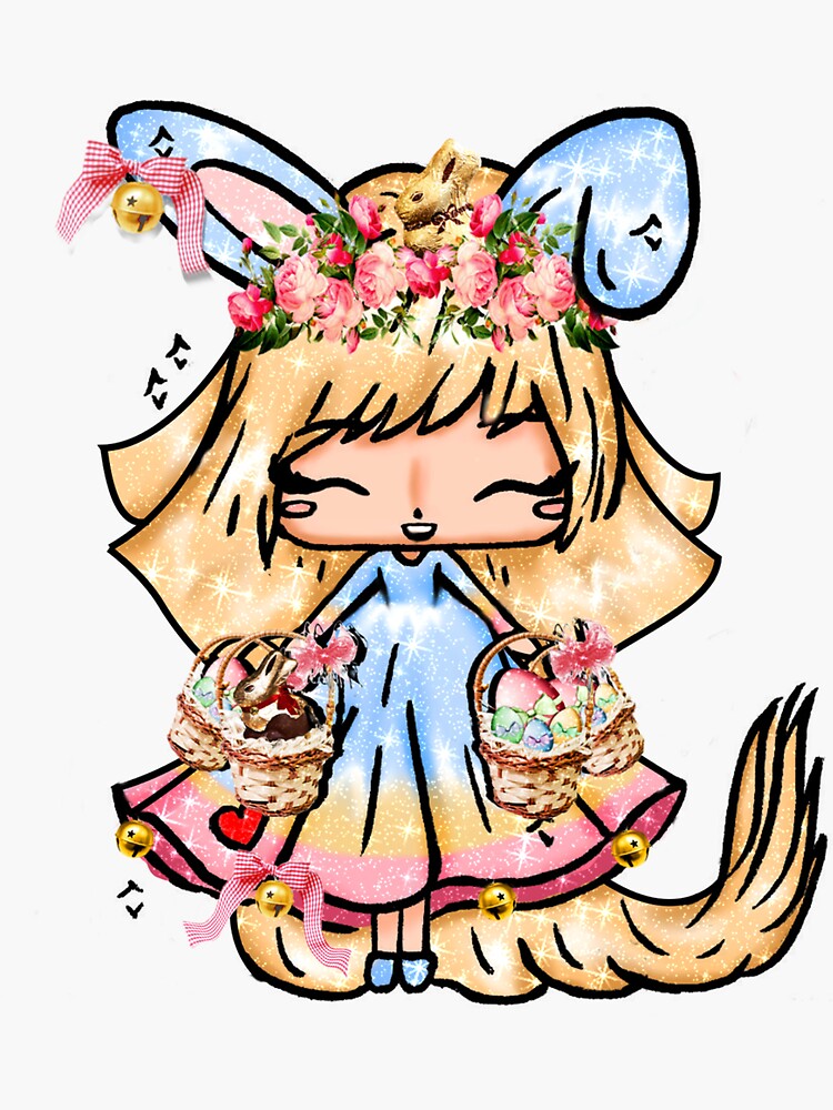 "Cute Chibi Easter Bunny Blonde Spring Kawaii Pastel" Sticker by Jolly ...